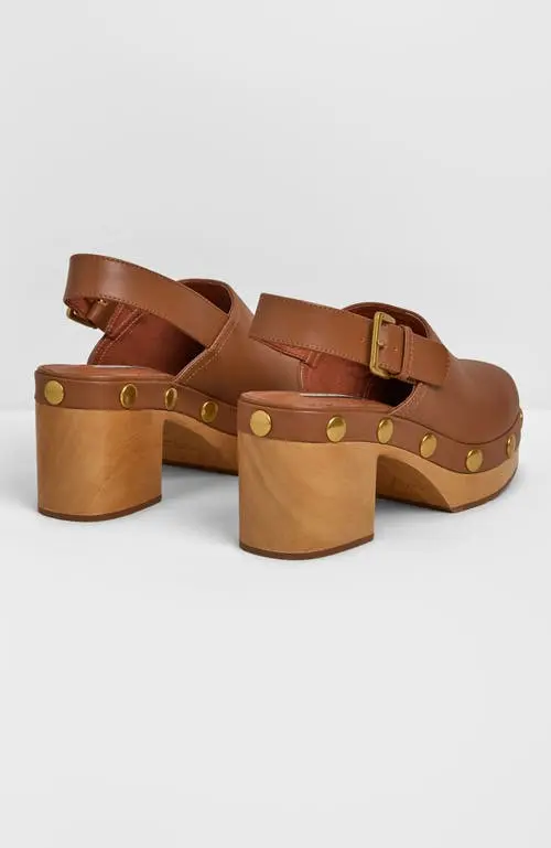 Charlotte Stone Jori Slingback Platform Studded Clog - Luggage