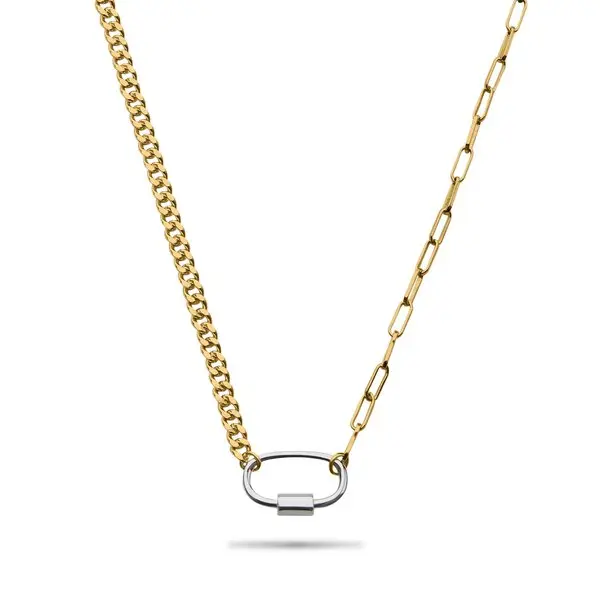 BERMUDA WATCH COMPANY Silver / Gold Annie Apple Esti Carabiner Sterling Silver And Gold Vermeil Chain Necklace - Silver/gold