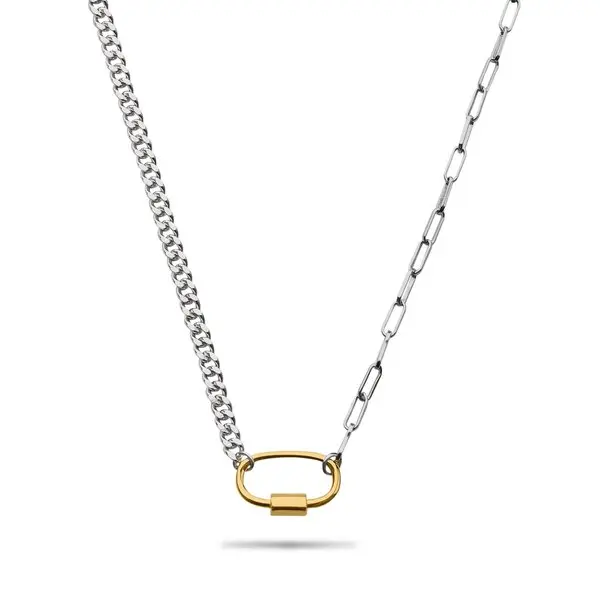 BERMUDA WATCH COMPANY Silver / Gold Annie Apple Esti Carabiner Sterling Silver And Gold Vermeil Chain Charm Necklace - Silver/gold