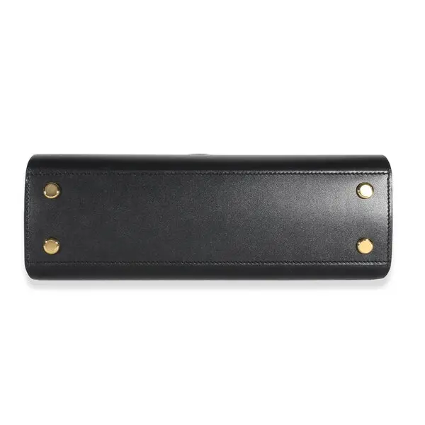 Hermès Vache Hunter Swift Leather And Ecru Canvas Tablier Sellier Shoulder Bag With Gold-tone Hardware - Black