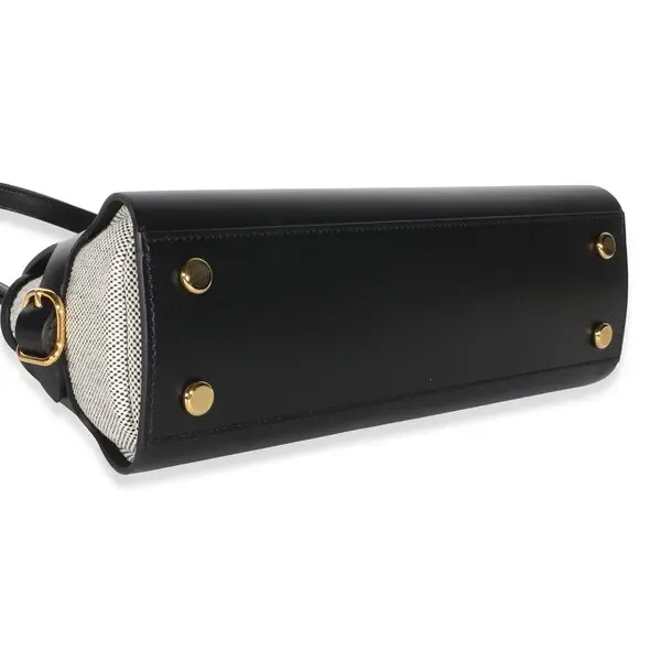 Hermès Vache Hunter Swift Leather And Ecru Canvas Tablier Sellier Shoulder Bag With Gold-tone Hardware - Black