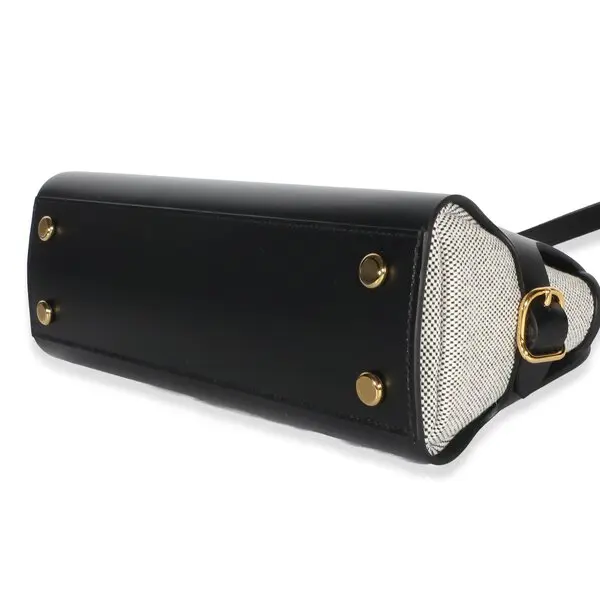 Hermès Vache Hunter Swift Leather And Ecru Canvas Tablier Sellier Shoulder Bag With Gold-tone Hardware - Black