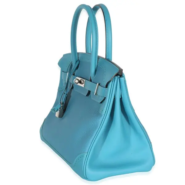 Hermès Turquoise Togo Swift Ghillies Birkin 30 Phw