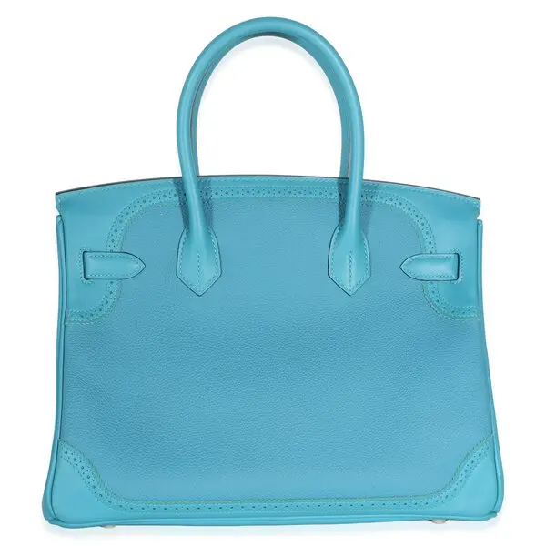 Hermès Turquoise Togo Swift Ghillies Birkin 30 Phw
