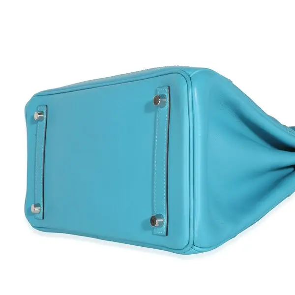 Hermès Turquoise Togo Swift Ghillies Birkin 30 Phw