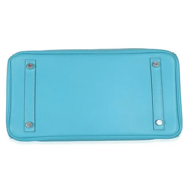 Hermès Turquoise Togo Swift Ghillies Birkin 30 Phw