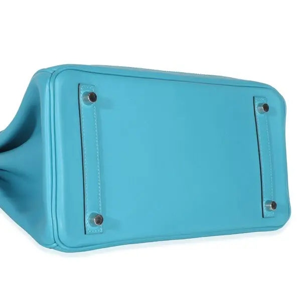 Hermès Turquoise Togo Swift Ghillies Birkin 30 Phw