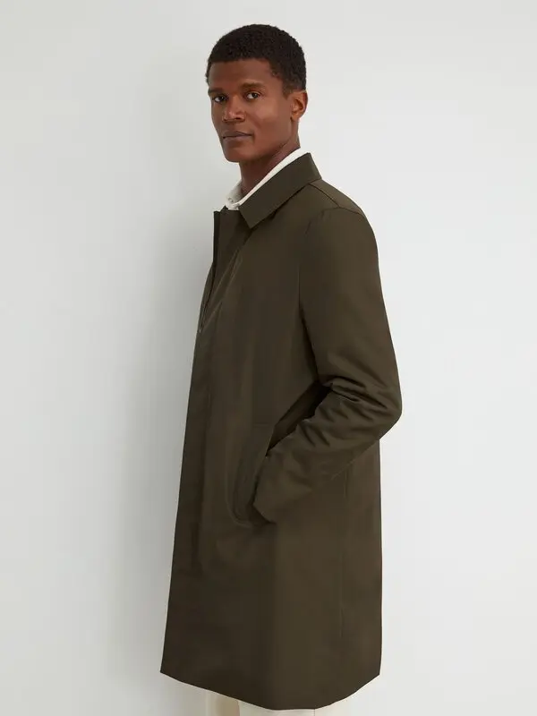 REISS Lawlen Technical Long Zip-through Jacket - Olive Green