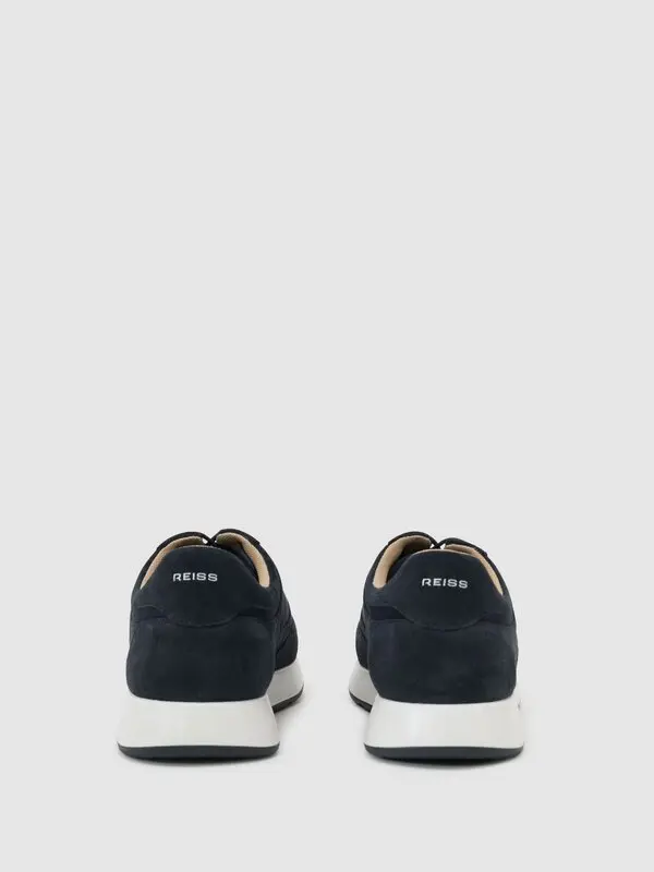 REISS Grant Suede Lightweight Runner Trainers - Dark Navy