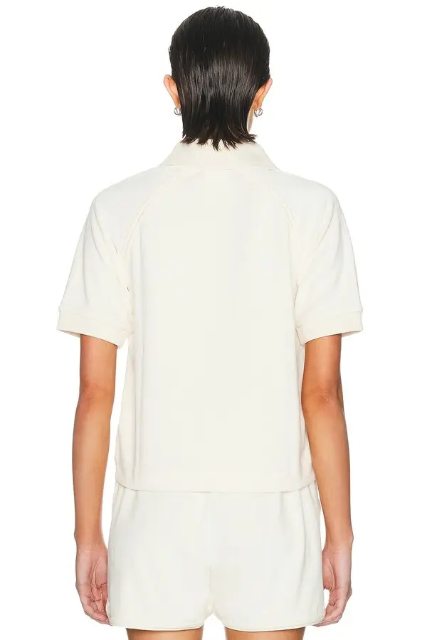 On Courtside Terry Polo Top In Cream