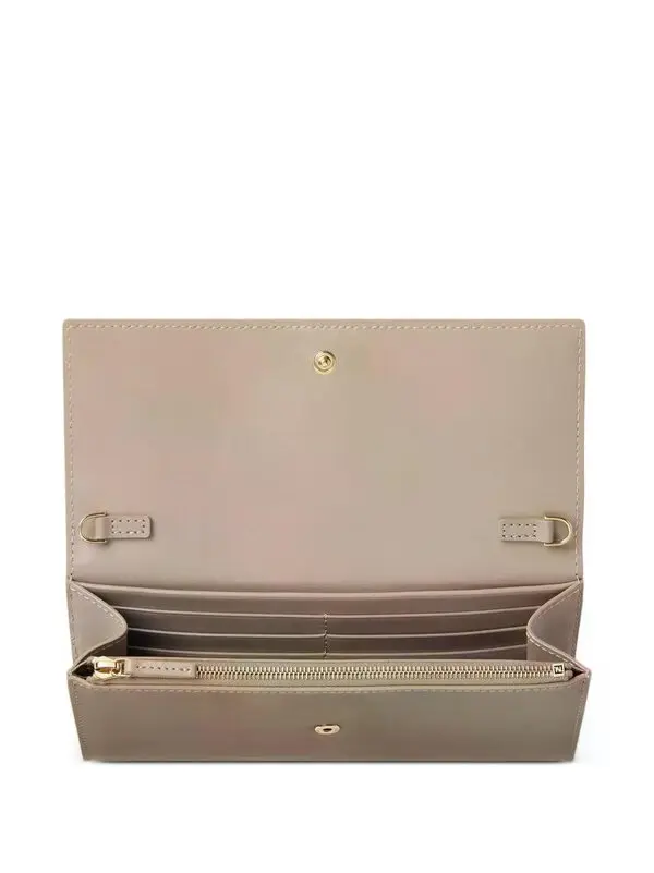 Fendi Dove Gray Leather Chain Wallet
