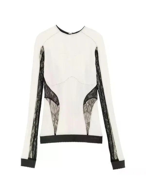 Attico Lace-insert Ribbed-knit Top - White