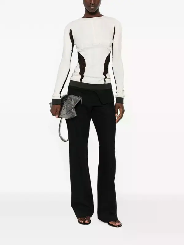 Attico Lace-insert Ribbed-knit Top