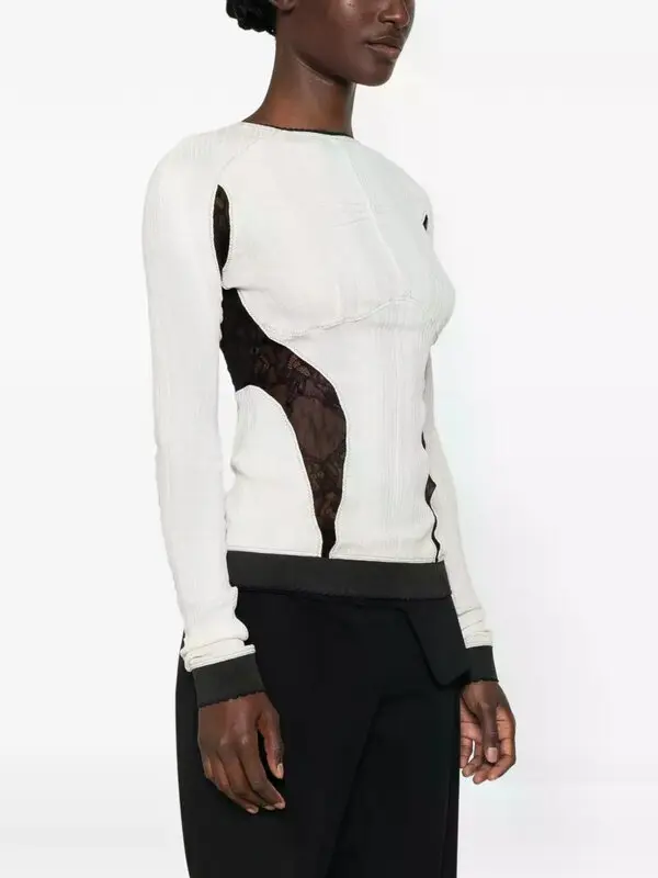 Attico Lace-insert Ribbed-knit Top