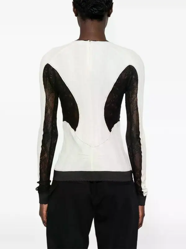 Attico Lace-insert Ribbed-knit Top
