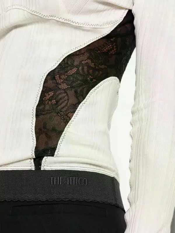 Attico Lace-insert Ribbed-knit Top