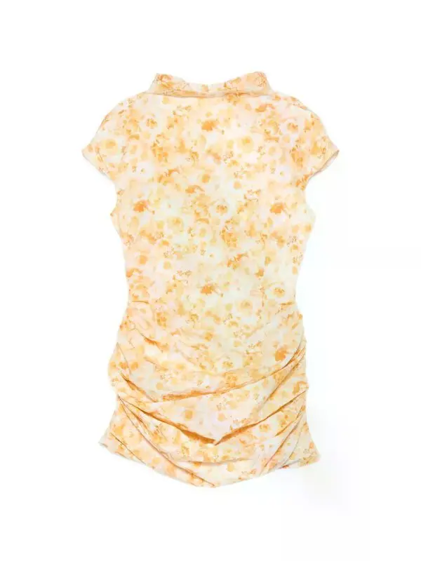 Magda Butrym Floral-print Ruched Mini Dress - Yellow