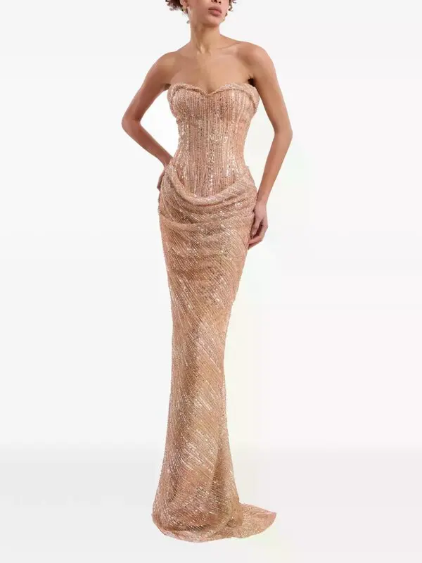 GEMY MAALOUF Beaded Sweetheart-neckline Gown
