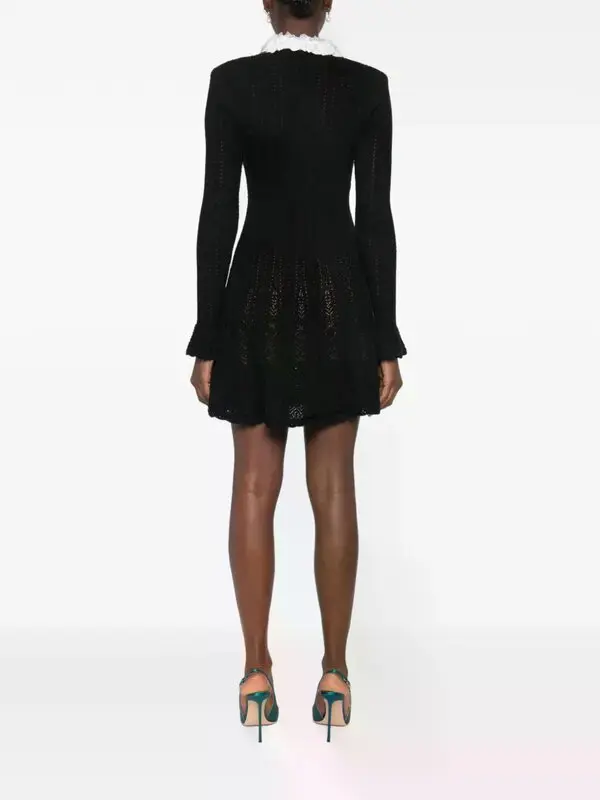 SELF-PORTRAIT Flower-trim Knit Mini Dress