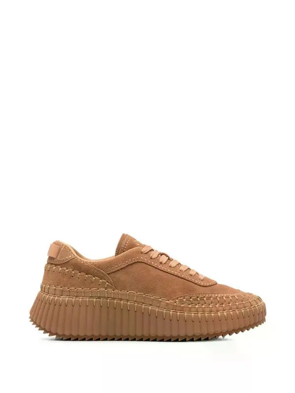 Chloé Nama Hand-stitched Suede Sneakers - Brown