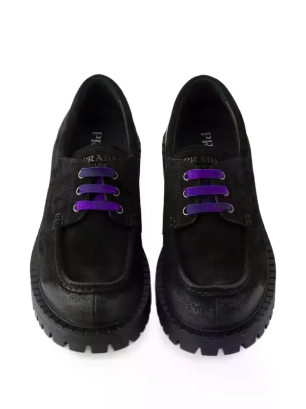 Prada Waxed Suede Lace-up Shoes