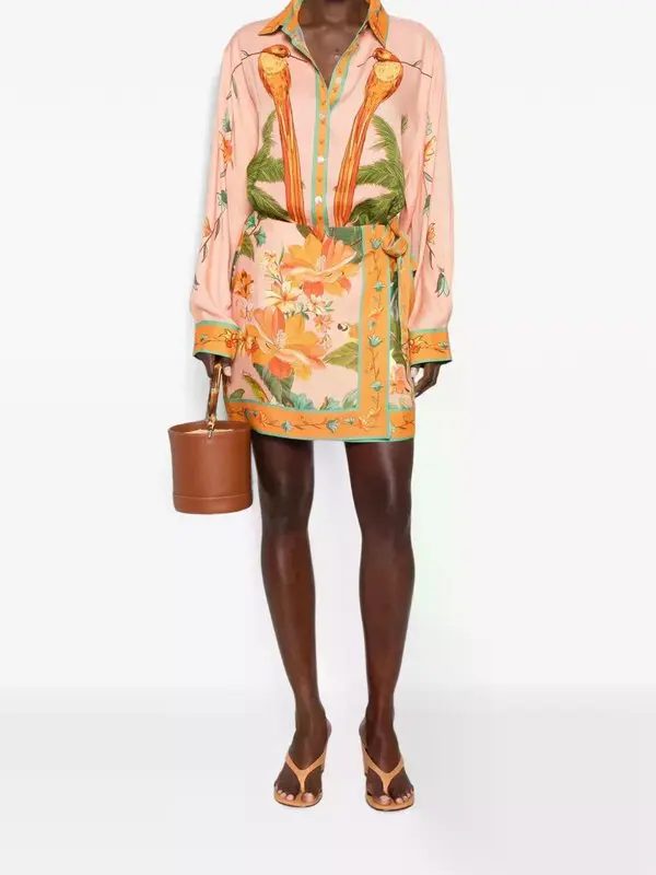 Farm Rio Multicolor Birds Mini Skirt