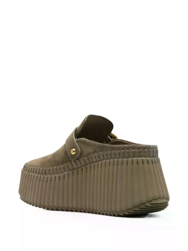 Chloé Nama Buckle-fastening Platform Mules - Green