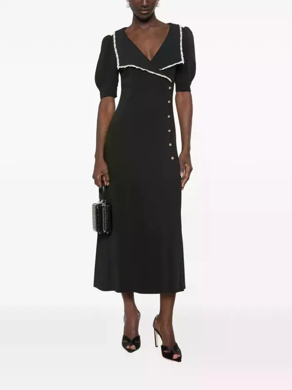 Alessandra Rich Cady Lace-trim Collar Midi Dress