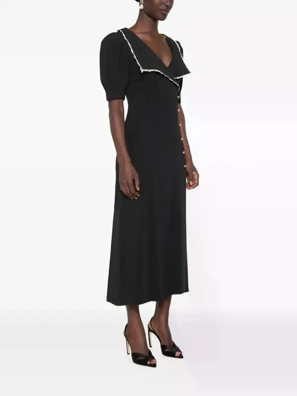 Alessandra Rich Cady Lace-trim Collar Midi Dress