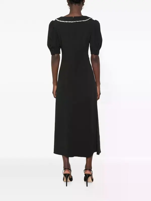 Alessandra Rich Cady Lace-trim Collar Midi Dress