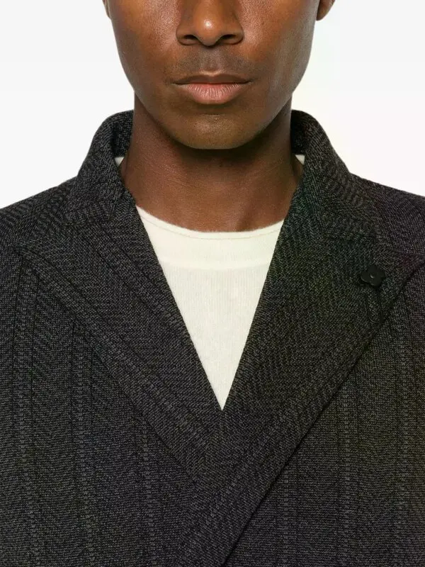 LARDINI Herringbone Double-breasted Jacket