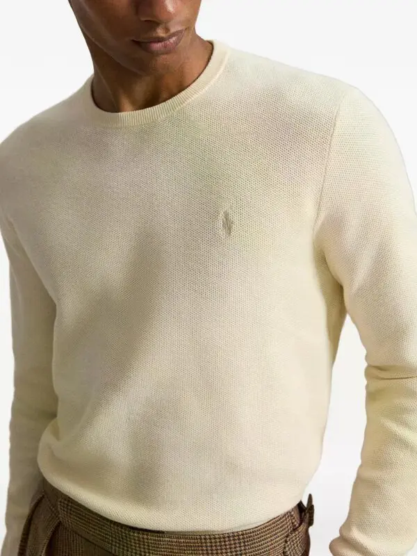 Polo Ralph Lauren Mesh-knit Crewneck Sweater With Embroidered Pony