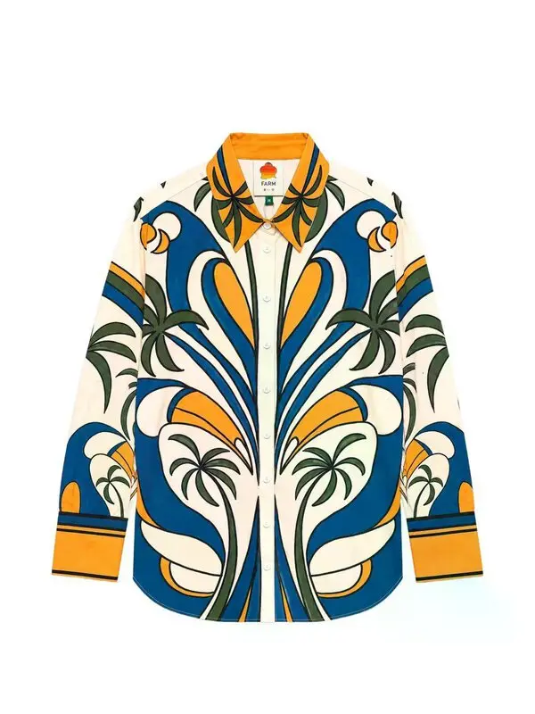 Farm Rio Multicolor Tropical Graphic Collared Buttoned Shirt