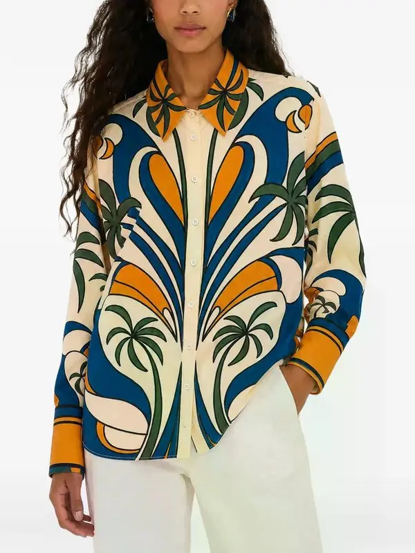 Farm Rio Multicolor Tropical Graphic Collared Buttoned Shirt