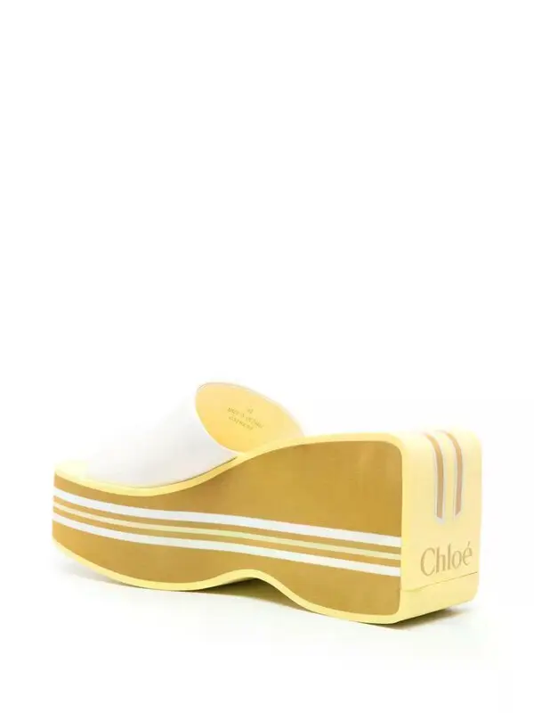 Chloé Open Toe Wedge Mules - White