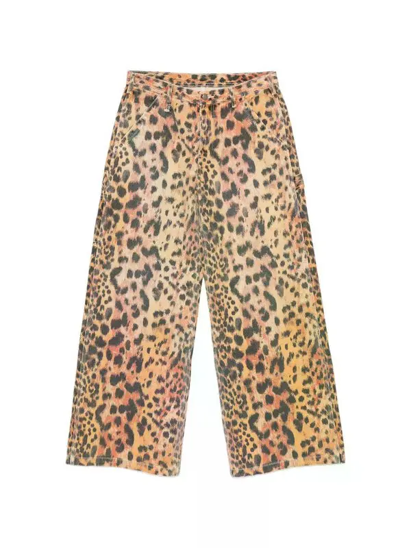 R13 Leopard Print Wide-leg Trousers - Neutrals