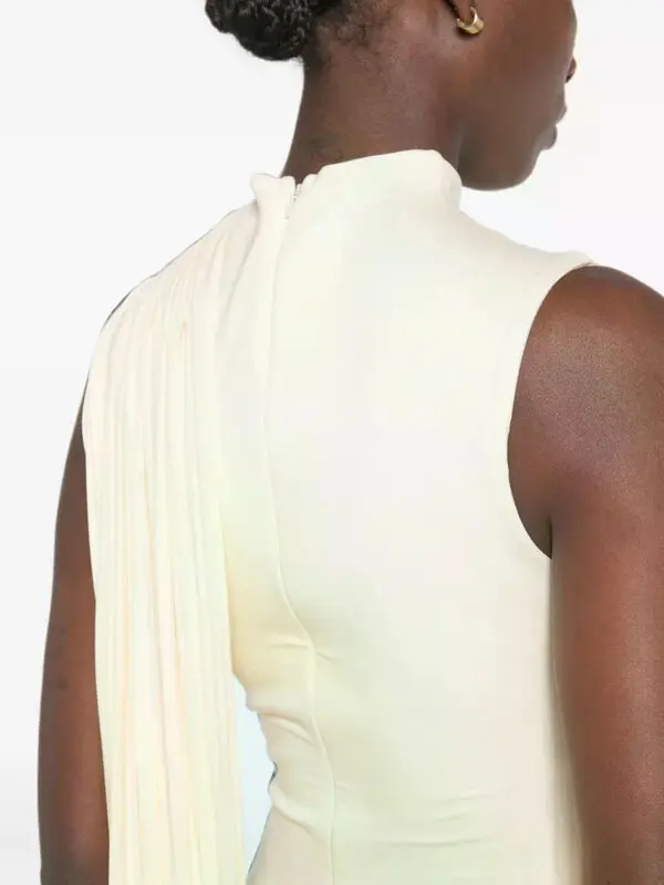 ABADIA Mock-neck Draped Maxi Dress