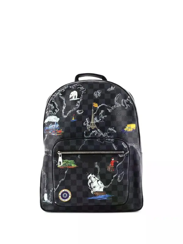 LOUIS VUITTON Josh Limited Edition Renaissance Map Damier Graphite Backpack - Black