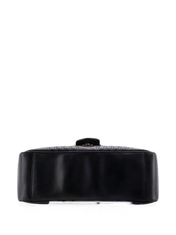 Gucci Gg Marmont Top Handle Flap Bag Matelasse Leather Medium Satchel