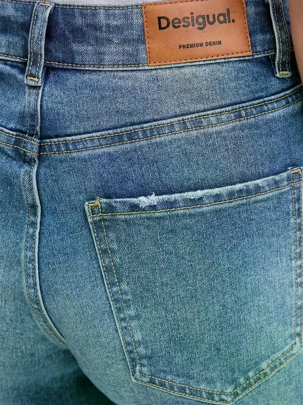 Desigual Embroidered Wide-leg Cropped Jeans