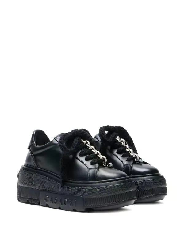 Casadei Nexus Peak Chain-detail Leather Sneakers