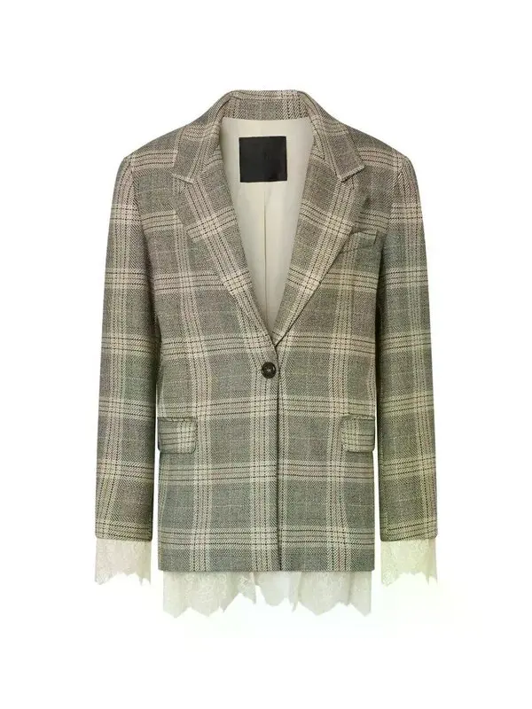 Liu Jo Check Blazer With Lace Details