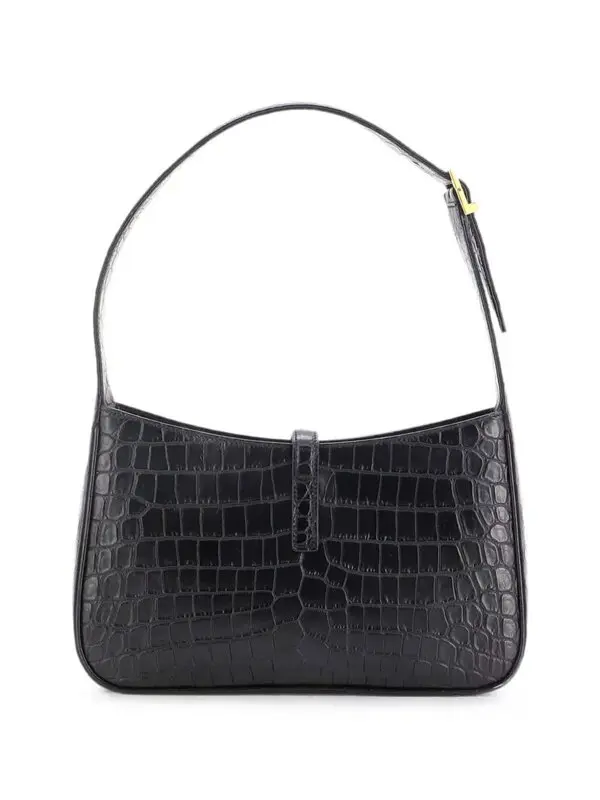 Saint Laurent Le 5 A 7 Crocodile Embossed Leather Small Hobo Bag