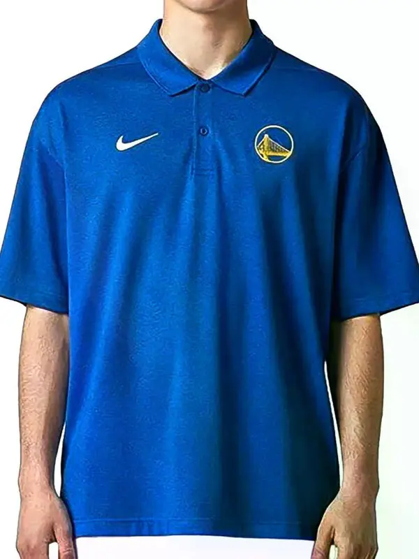 Nike X Nba Golden State Warriors Breathe Heather Polo Shirt - Blue