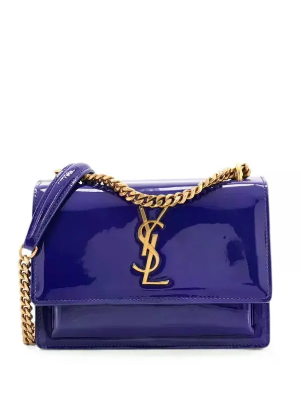 Saint Laurent Sunset Patent Small Crossbody Bag - Blue