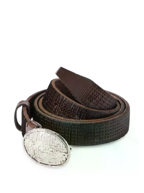 Brunello Cucinelli Textured-leather Braided-buckle Belt