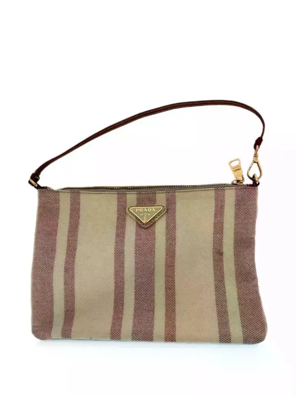 Prada Striped Triangle Logo Pouch