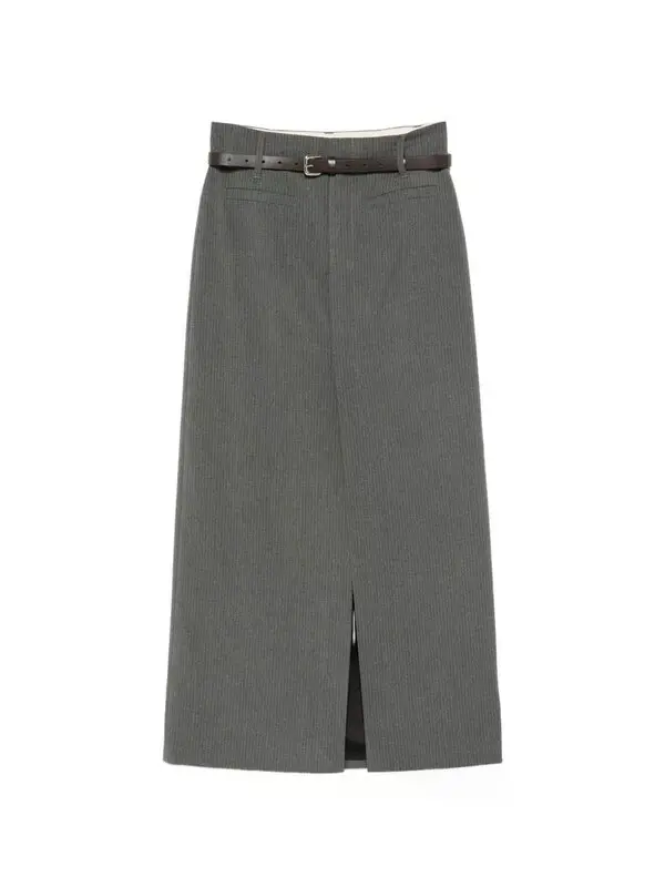 ELEH Pinstripe Belted Midi Skirt