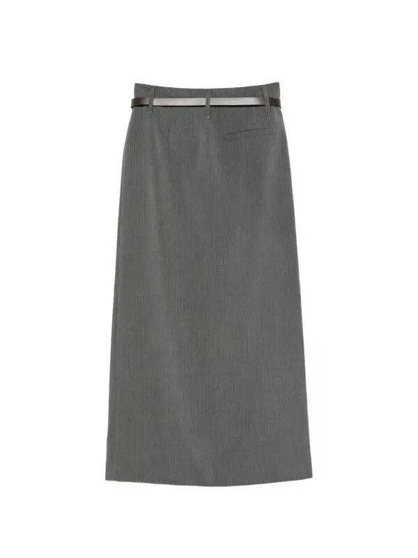 ELEH Pinstripe Belted Midi Skirt