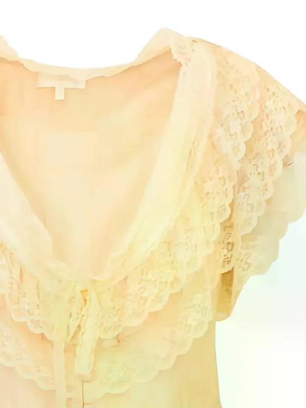 LoveShackFancy Persine Lace-trim Ruffled Blouse - Orange